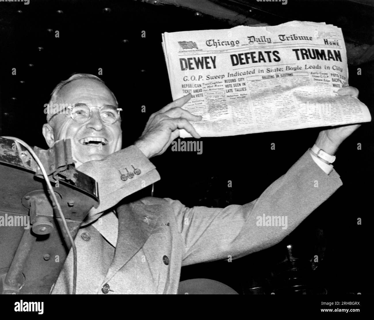 St. Louis, Missouri: November 1948. Präsident Harry Truman hält eine ...