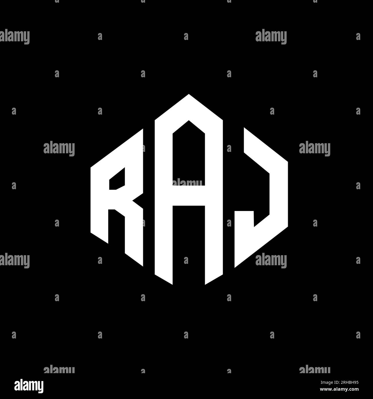 Logo mit RAJ-Buchstaben und Polygonform. RAJ-Polygon- und ...