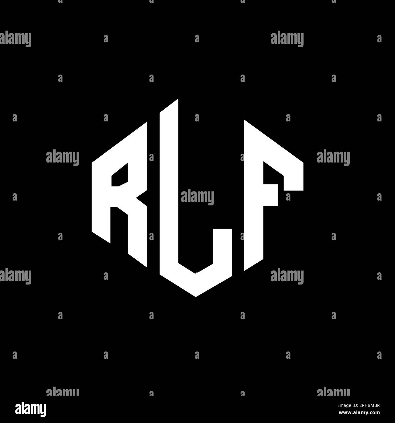 Logo mit RLF-Buchstaben und Polygonform. RLF-Polygon- und ...