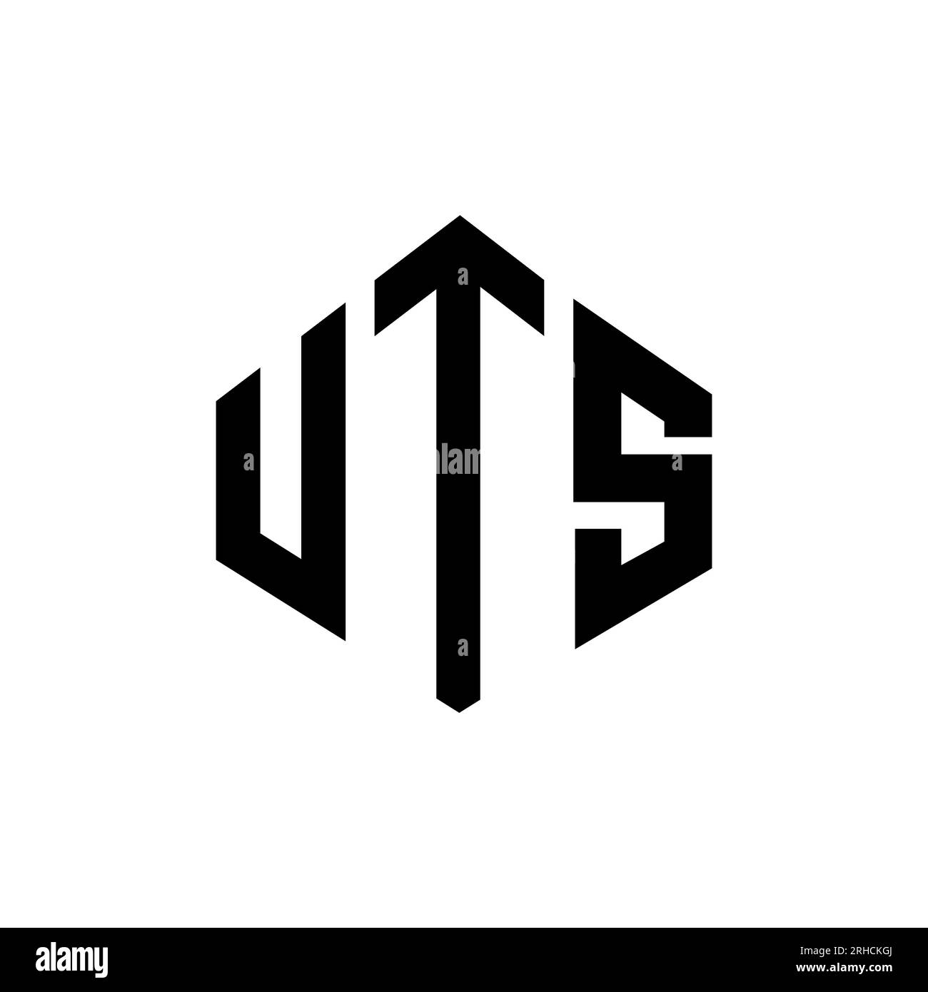 Logo mit UTS-Buchstaben und Polygonform. UTS-Logo in Polygon- und ...