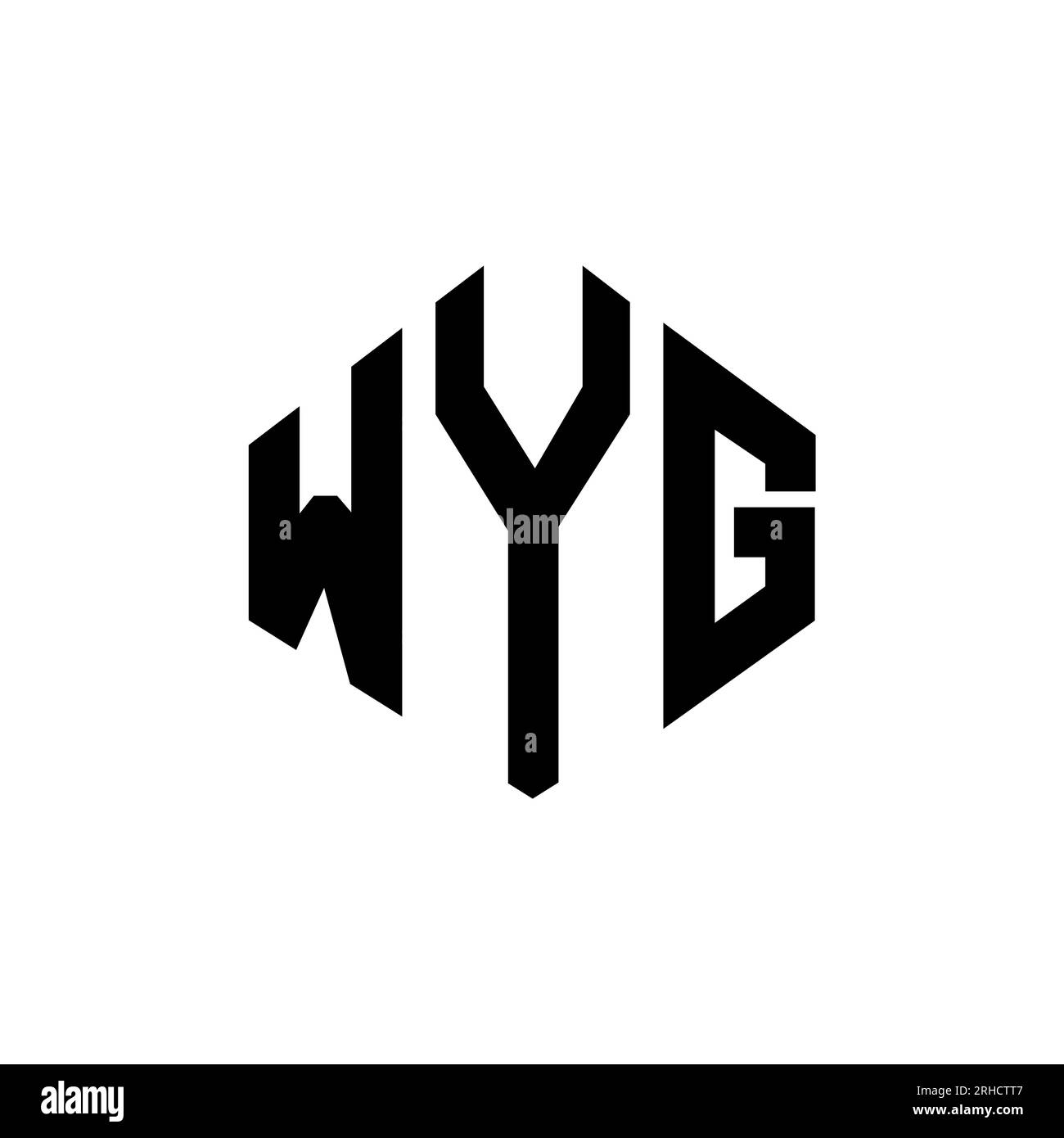 Logo mit WYG-Buchstaben und Polygonform. WYG-Polygon- und würfelförmiges Logo. WYG sechseckige ...