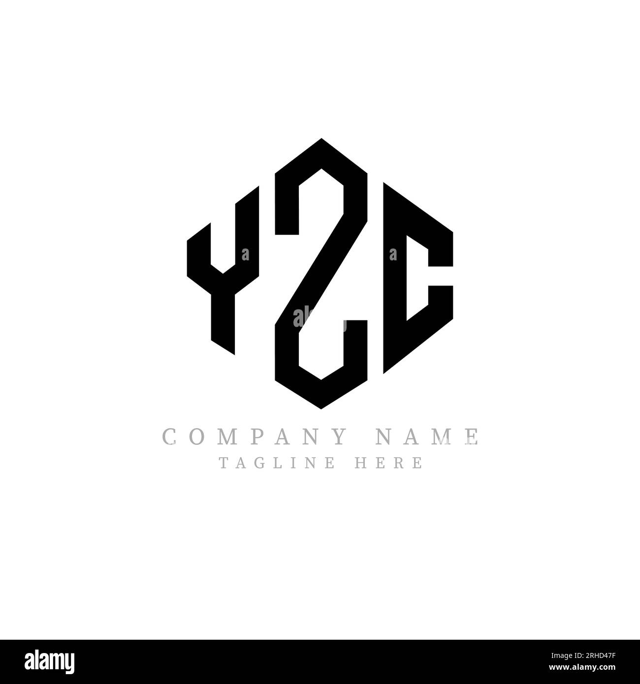 YZC-Logo mit Polygonform. YZC-Polygon- und würfelförmiges Logo-Design ...