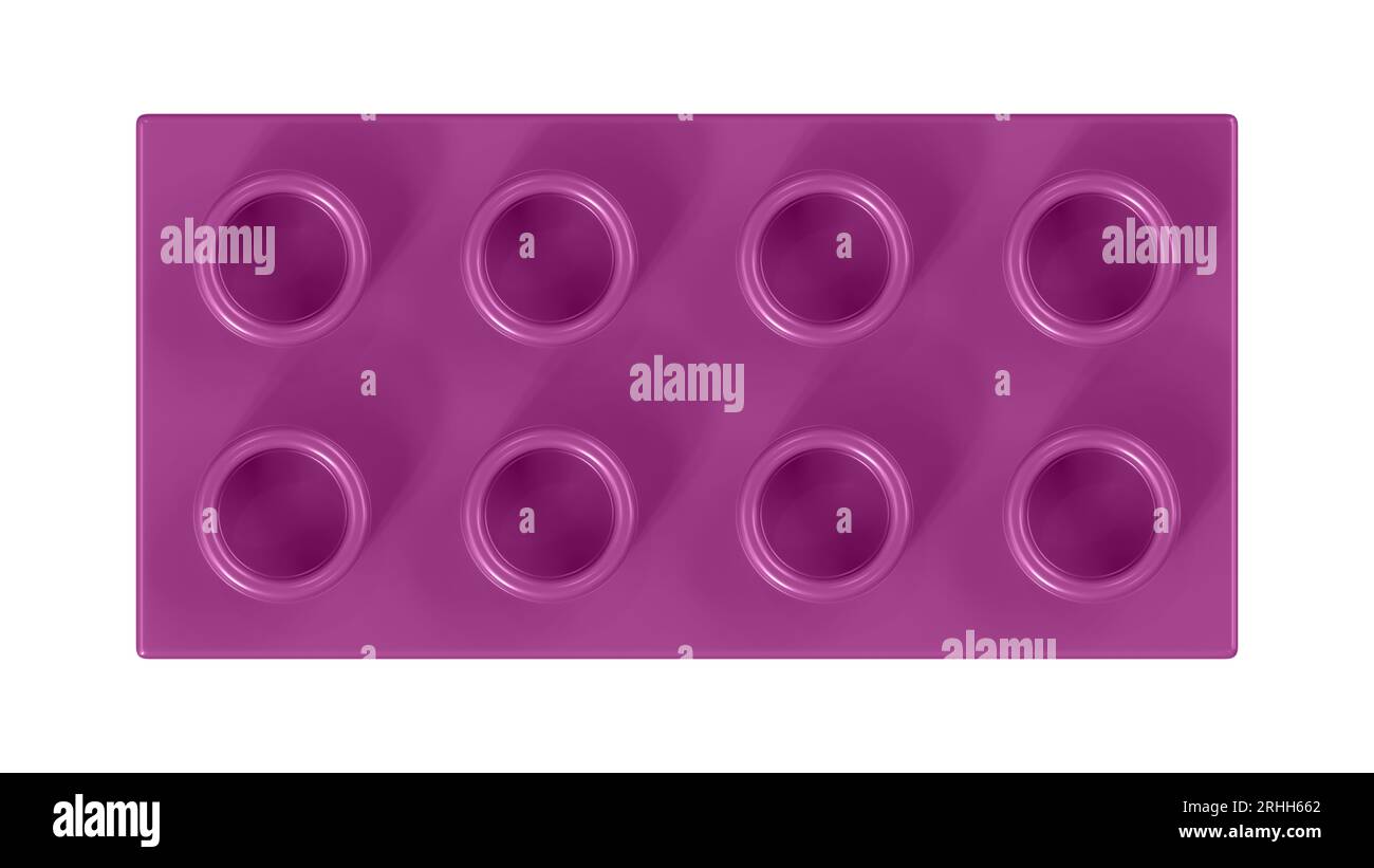 Heather Purple Lego Block isoliert auf weißem Hintergrund. Nahansicht ...