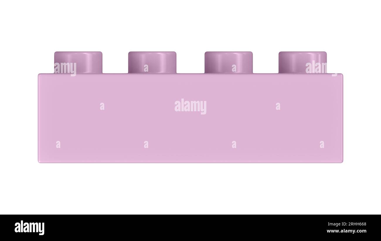 Pink Lavender Lego Block isoliert auf weißem Hintergrund. Nahansicht ...