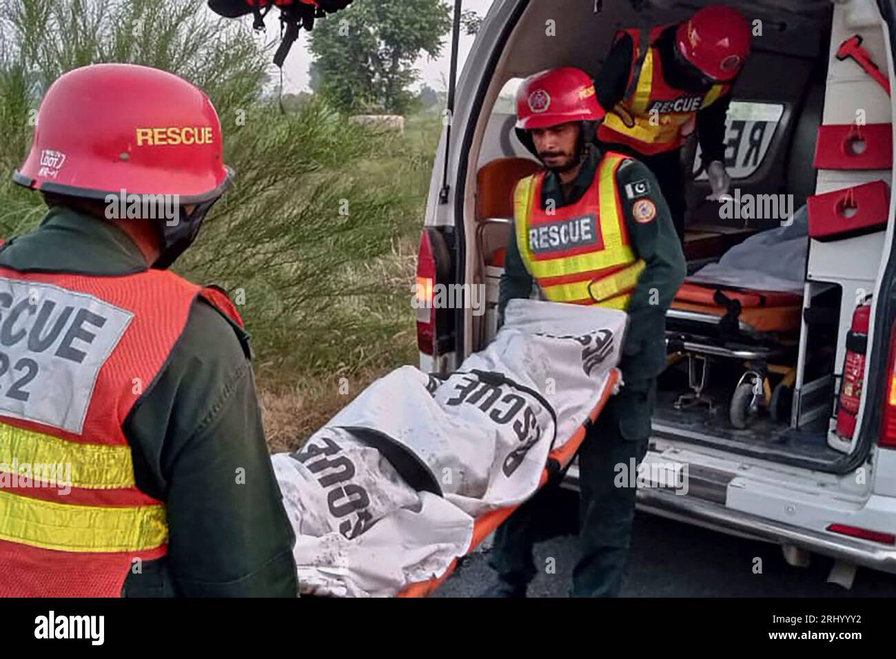 In this photo released by the Rescue 1122 Emergency Department, rescue ...
