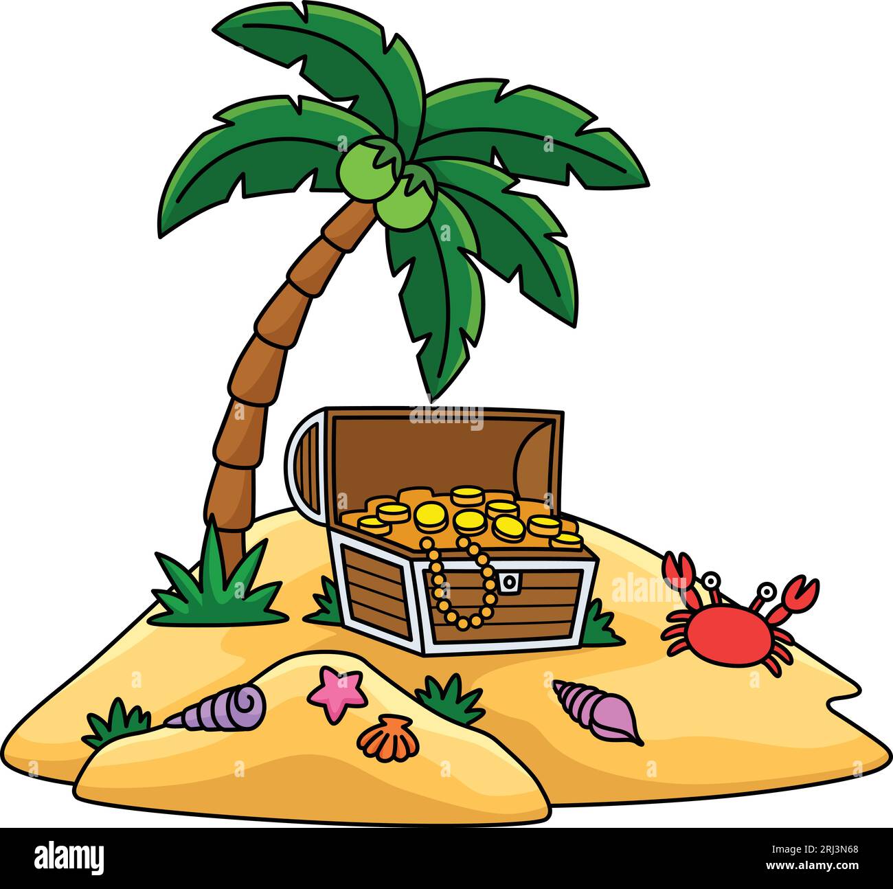 Insel Sommer Cartoon Farbige Clipart Illustration Stock-Vektorgrafik ...