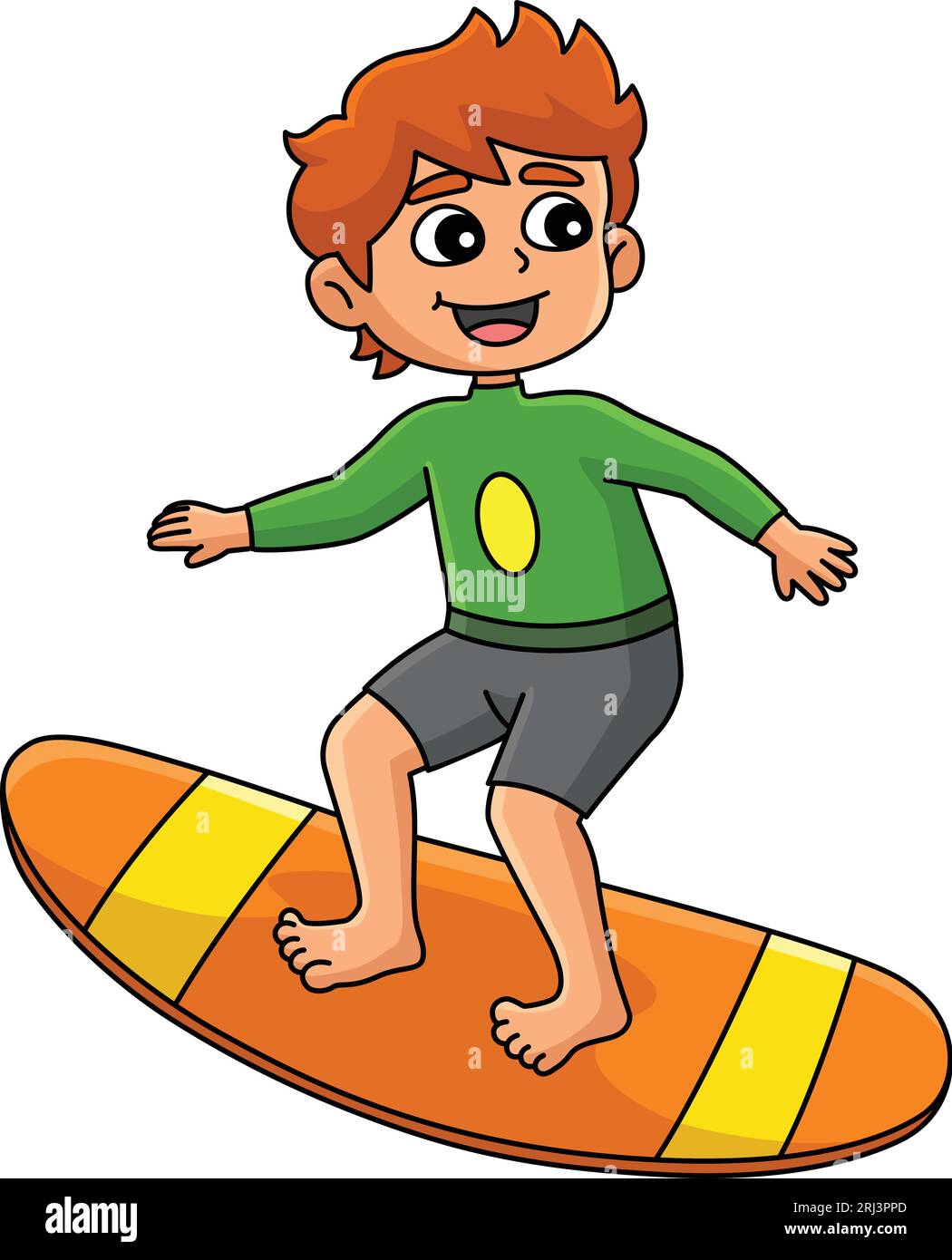 Junge Surfende Karikatur Farbige Clipart-Illustration Stock ...