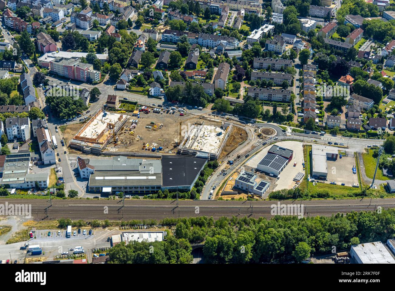 Luftaufnahme, neue Haupt- und Rettungsstation am Ochsenkamp, Baustelle ...