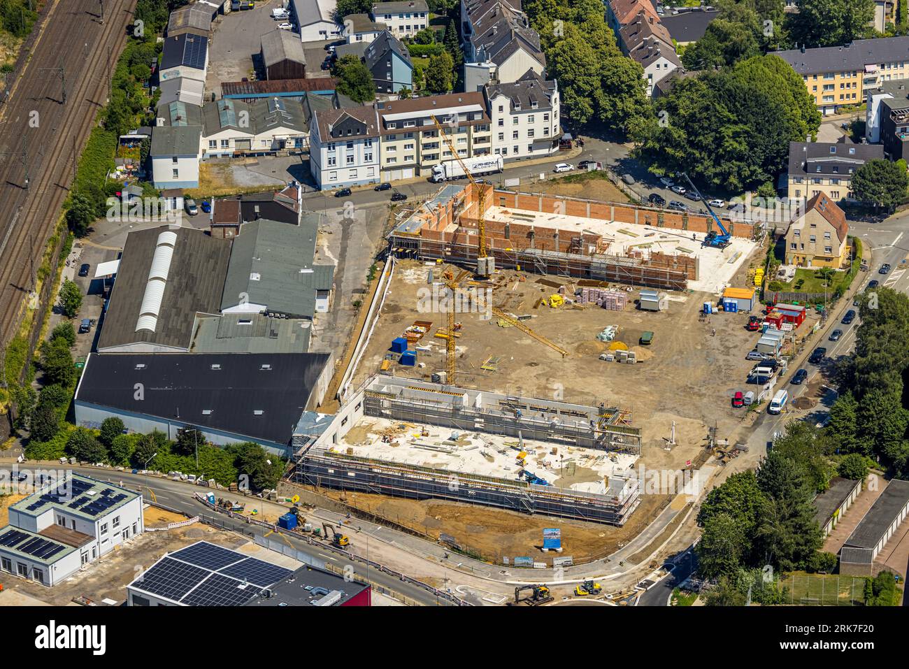 Luftaufnahme, neue Haupt- und Rettungsstation am Ochsenkamp, Baustelle ...