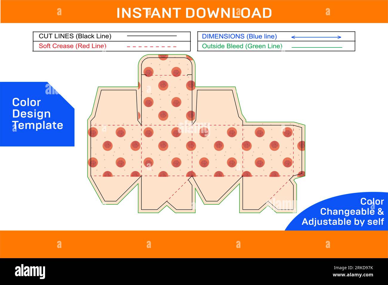 Cubic box auto bottom closer box 2.5 x 2.5 x 2.5 box template fit on A4 ...