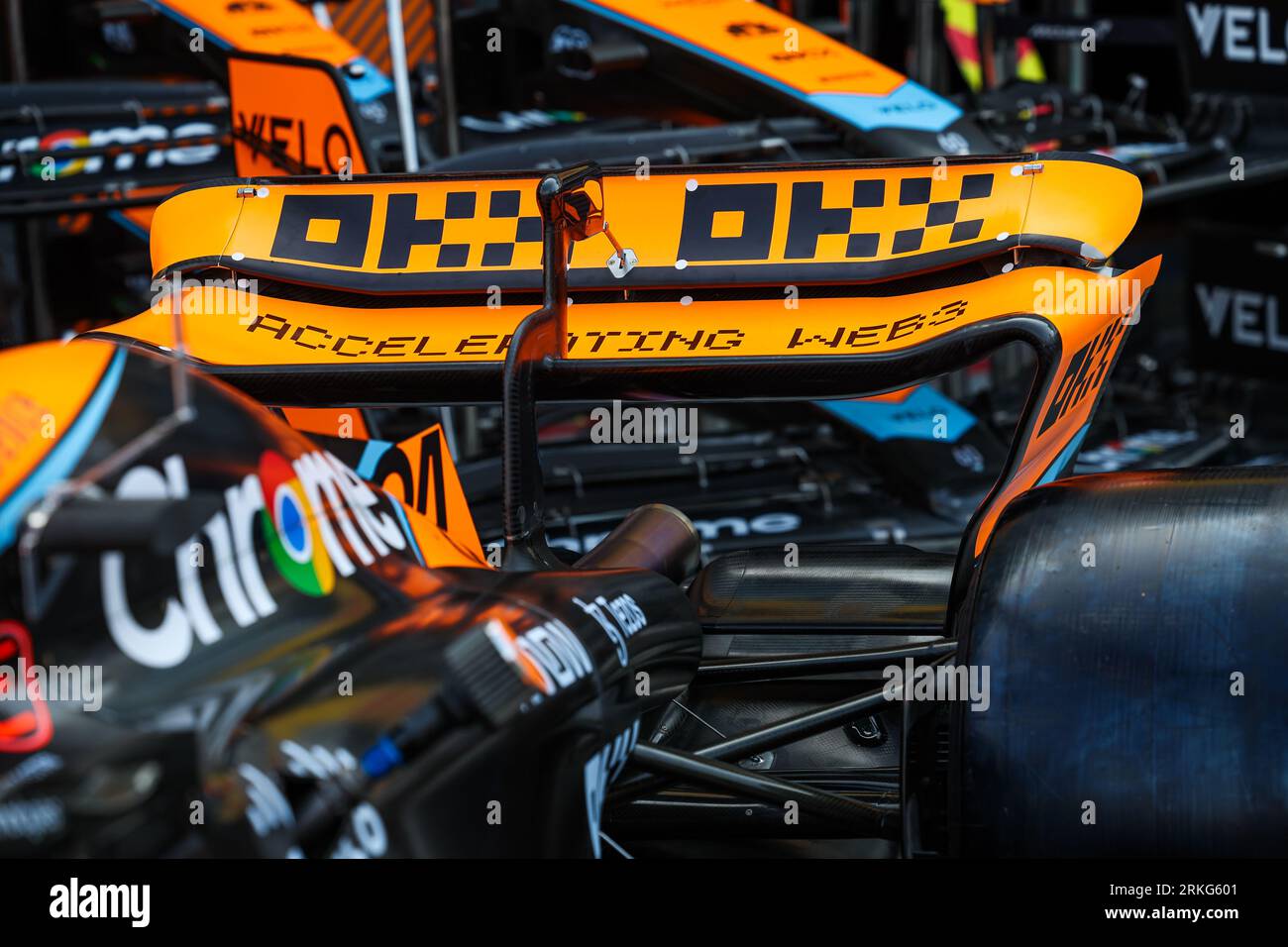 McLaren F1 Team MCL60, mechanical detail of the rear wing during the ...