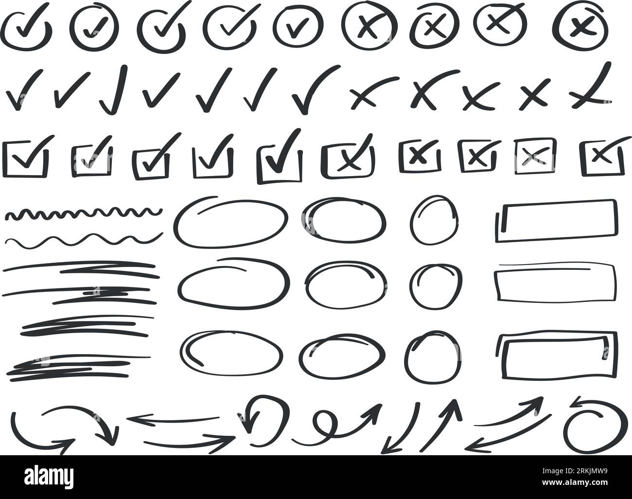 Markieren Sie das Symbol in der handgezeichneten Form. Handgemachte ...