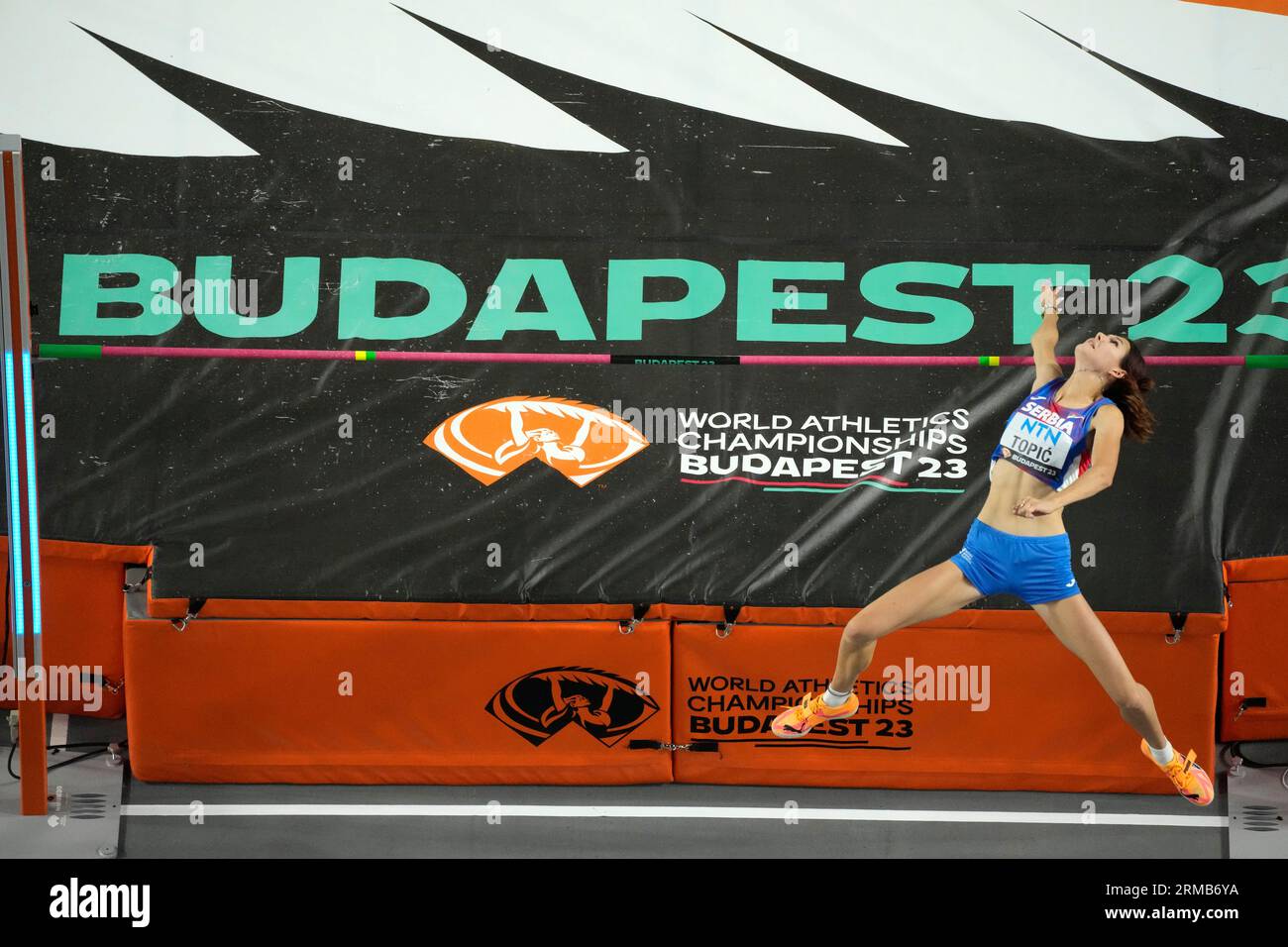 Angelina Topic, of Serbia, competes in the Women's high jump final ...