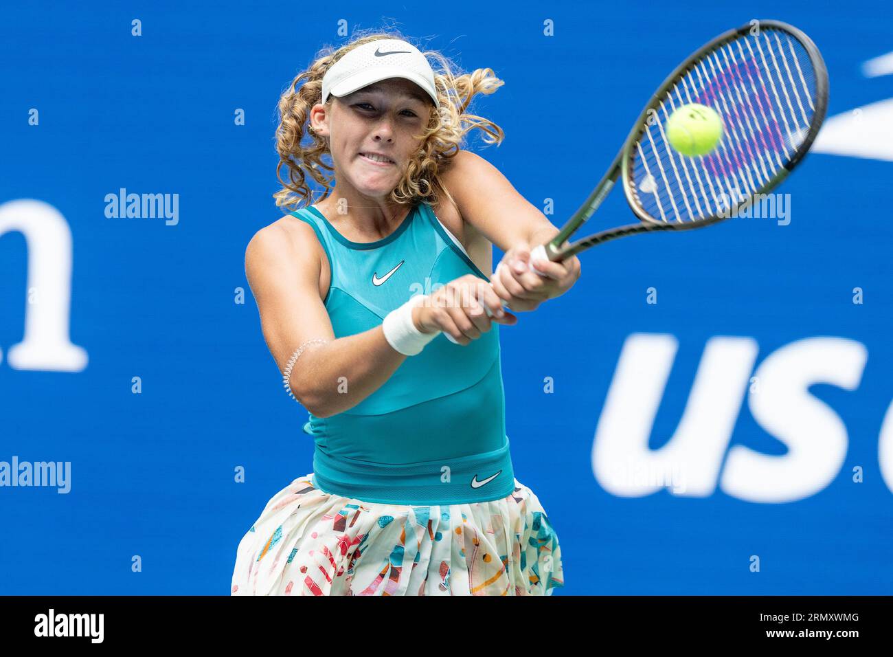 New York, USA. 30. August 2023. Mirra Andreeva kehrt am 30. August 2023 ...