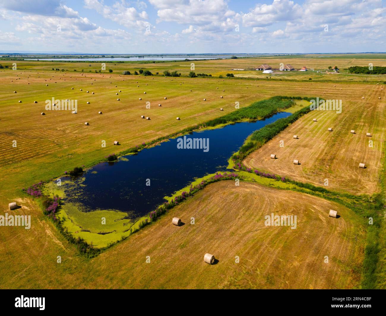 Luftaufnahme, See in der Steppe, Hortobagy, Hortobagy Nationalpark ...