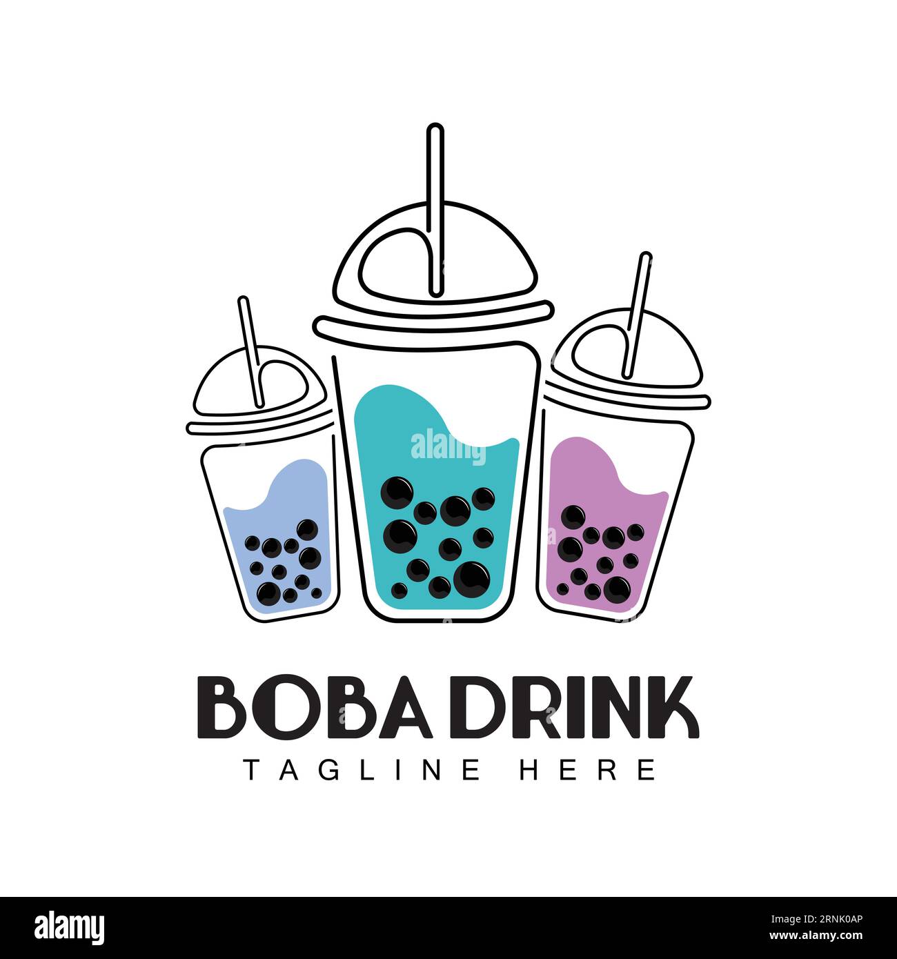 Boba Drink Logo Design, Modern Jelly Drink Bubble Vector, Boba Drink ...
