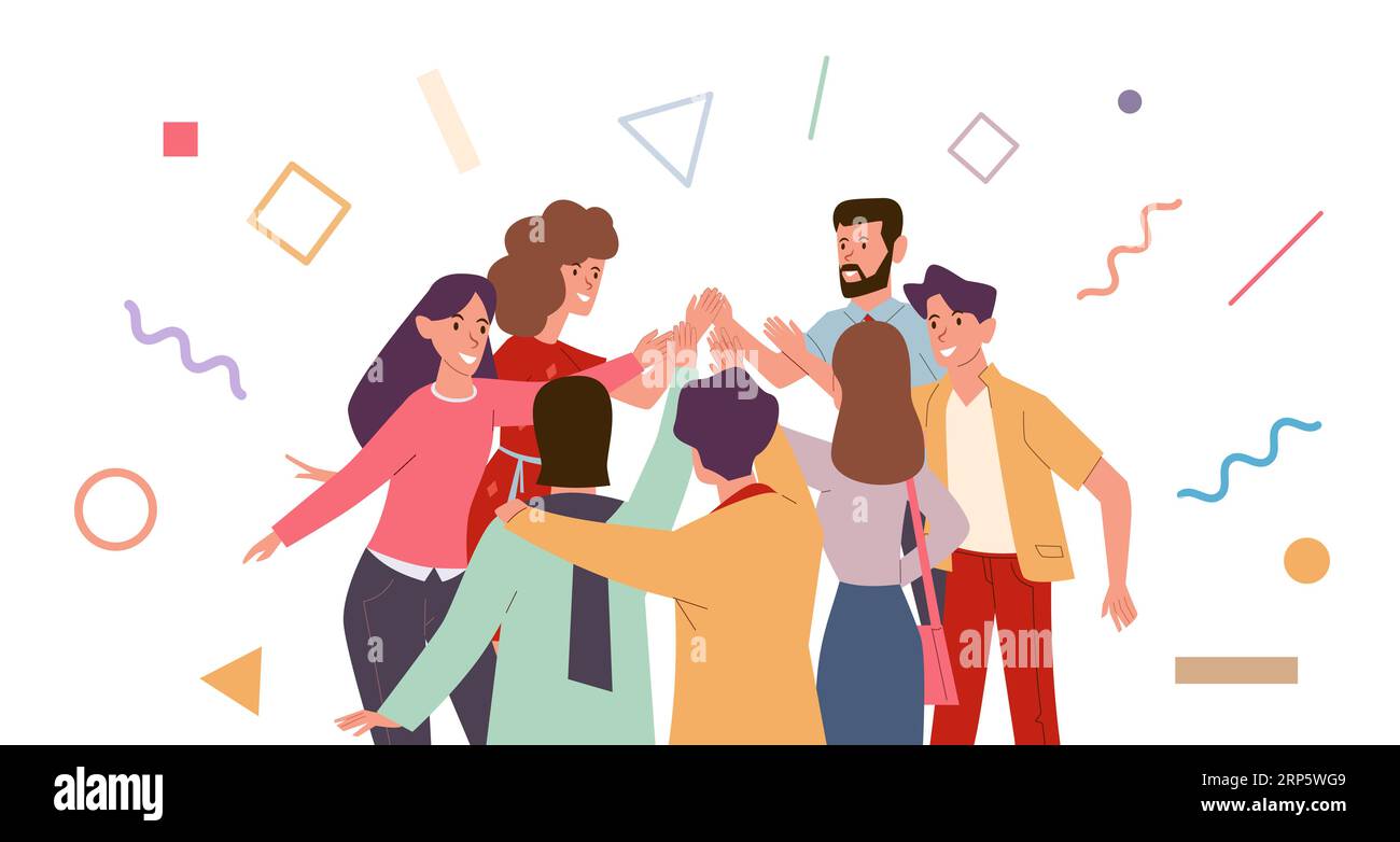 Freunde Die High Five Machen Fröhliche Freunde Und Kollegen Grüßen