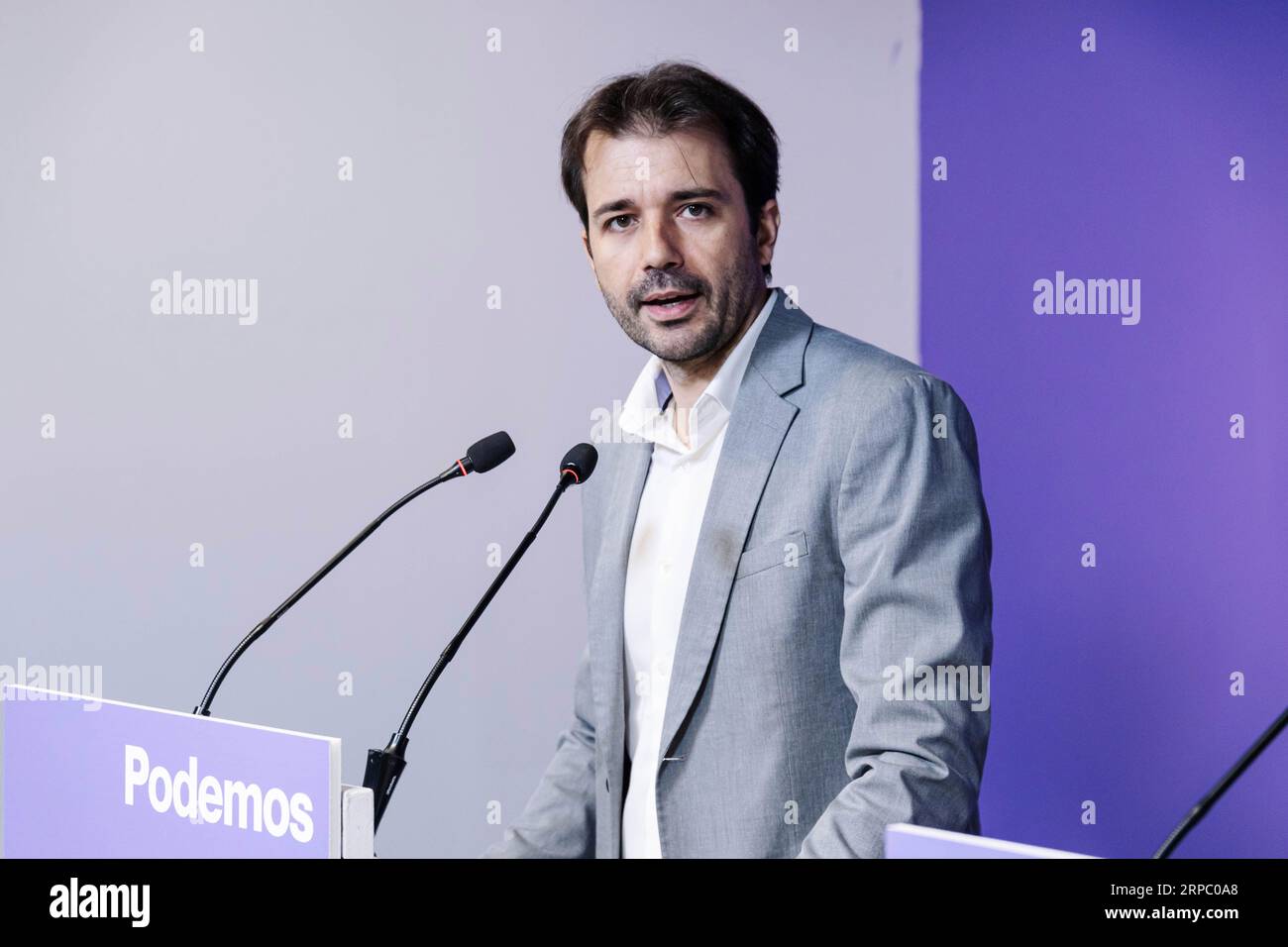 Podemos spokesman Javier Sánchez Serna during a press conference at the ...