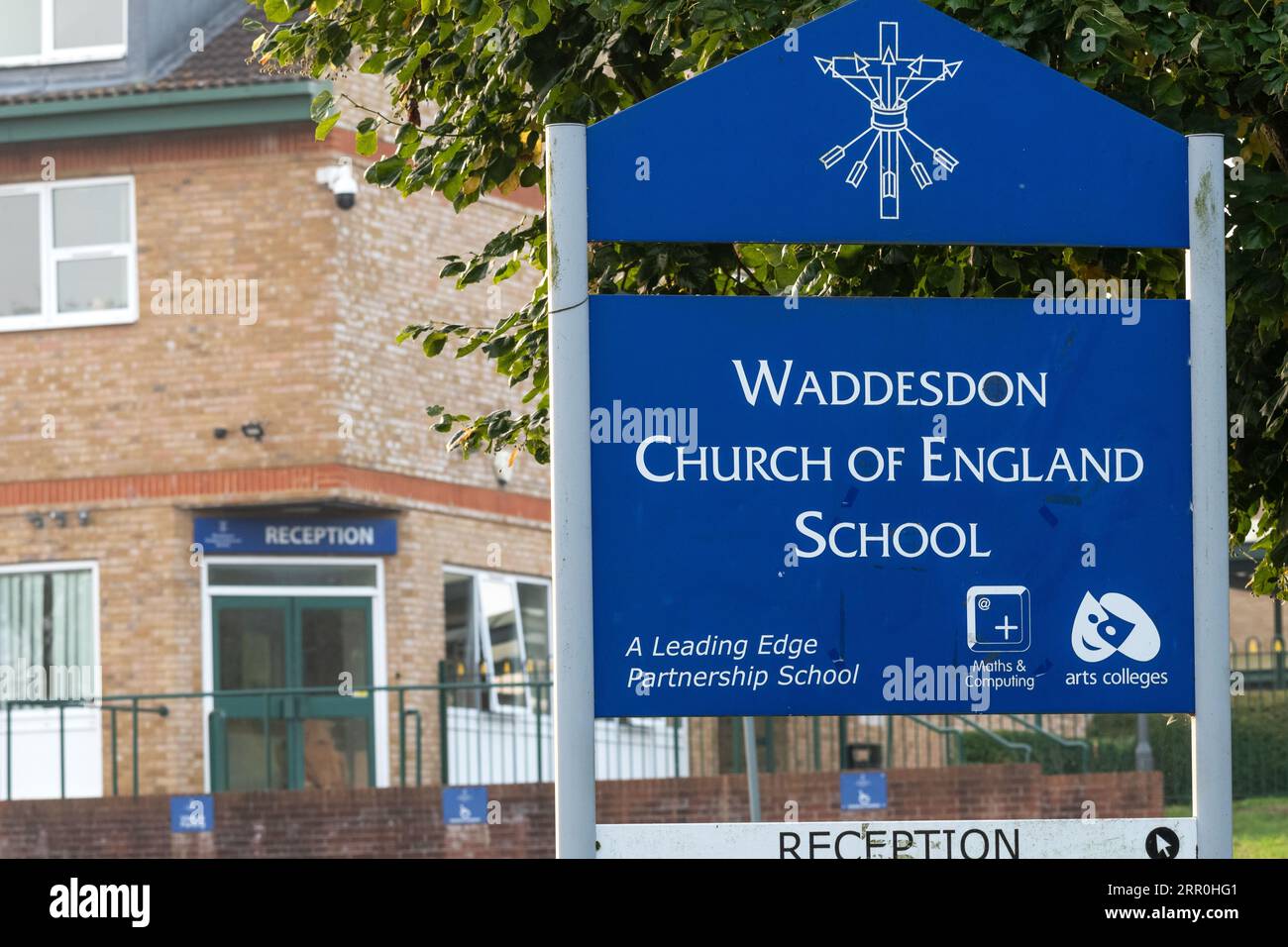 Waddesdon, Großbritannien. September 2023. RAAC, der in der Schule in ...