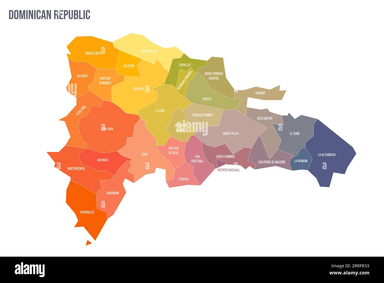 Politische Karte der Regierungsbezirke der Dominikanischen Republik ...