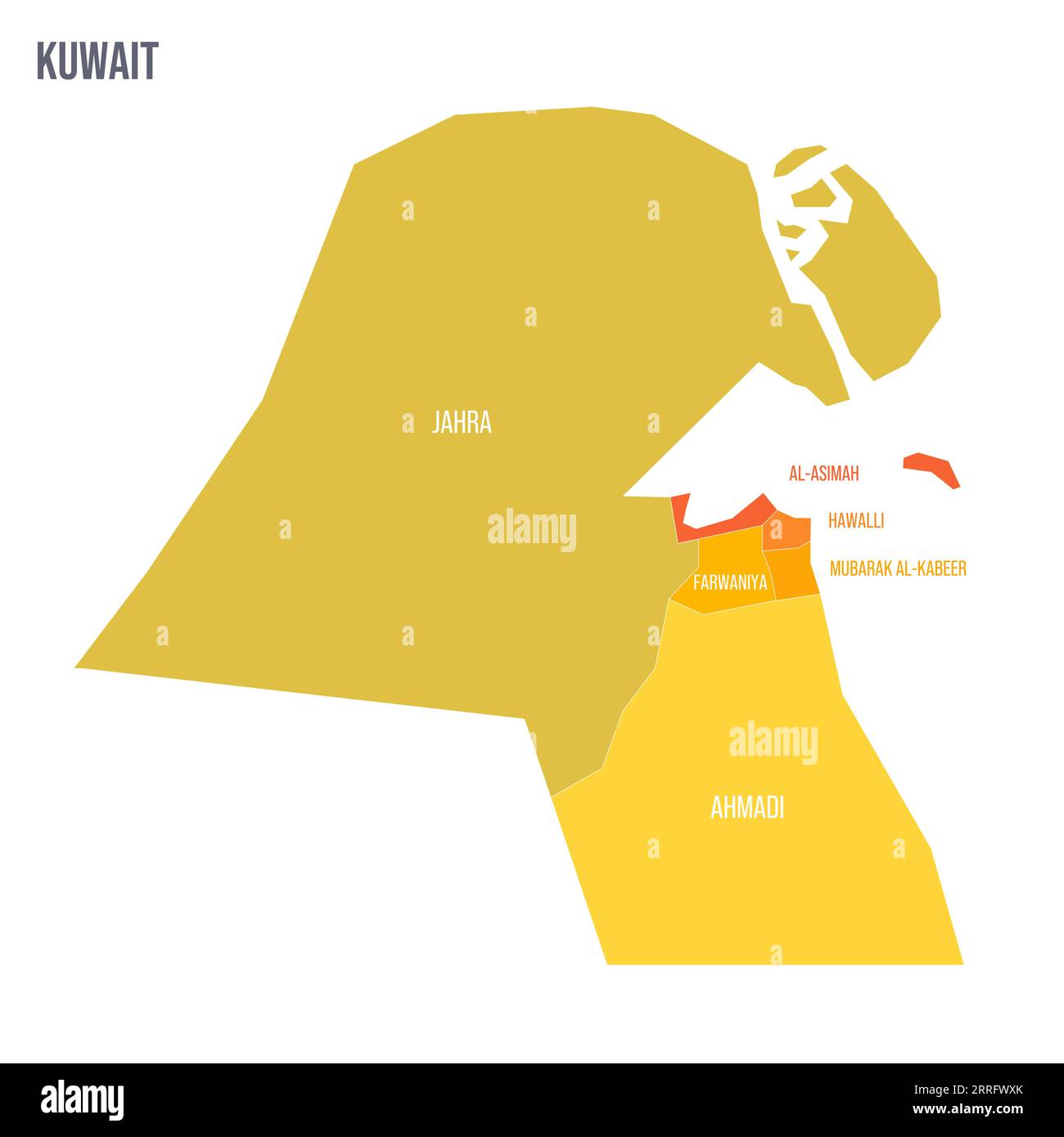 Kuwait politische Karte der Verwaltungseinheiten - Gouvernements. Bunte ...