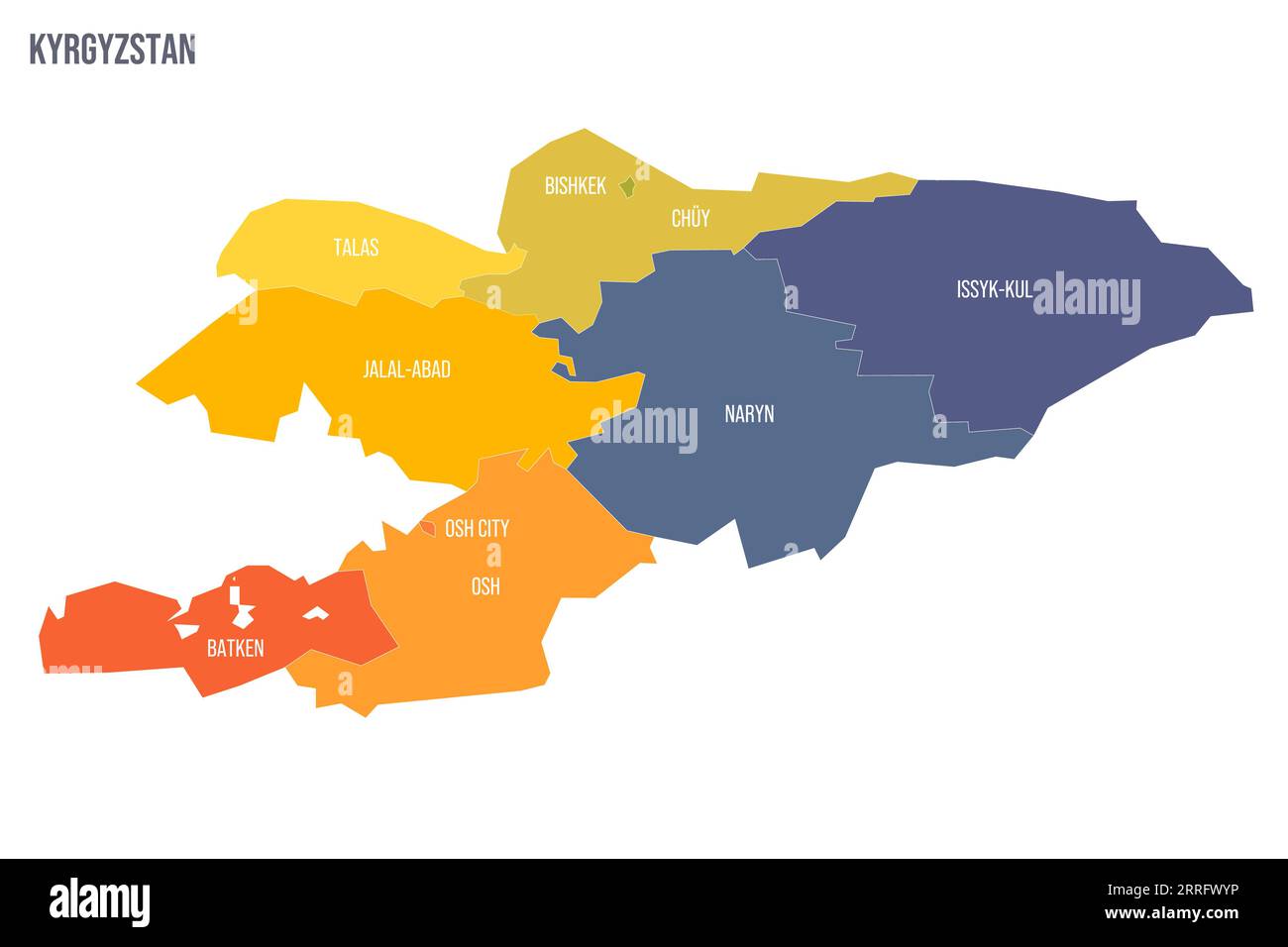 Kirgisistan politische Karte der Verwaltungsabteilungen - Regionen und ...