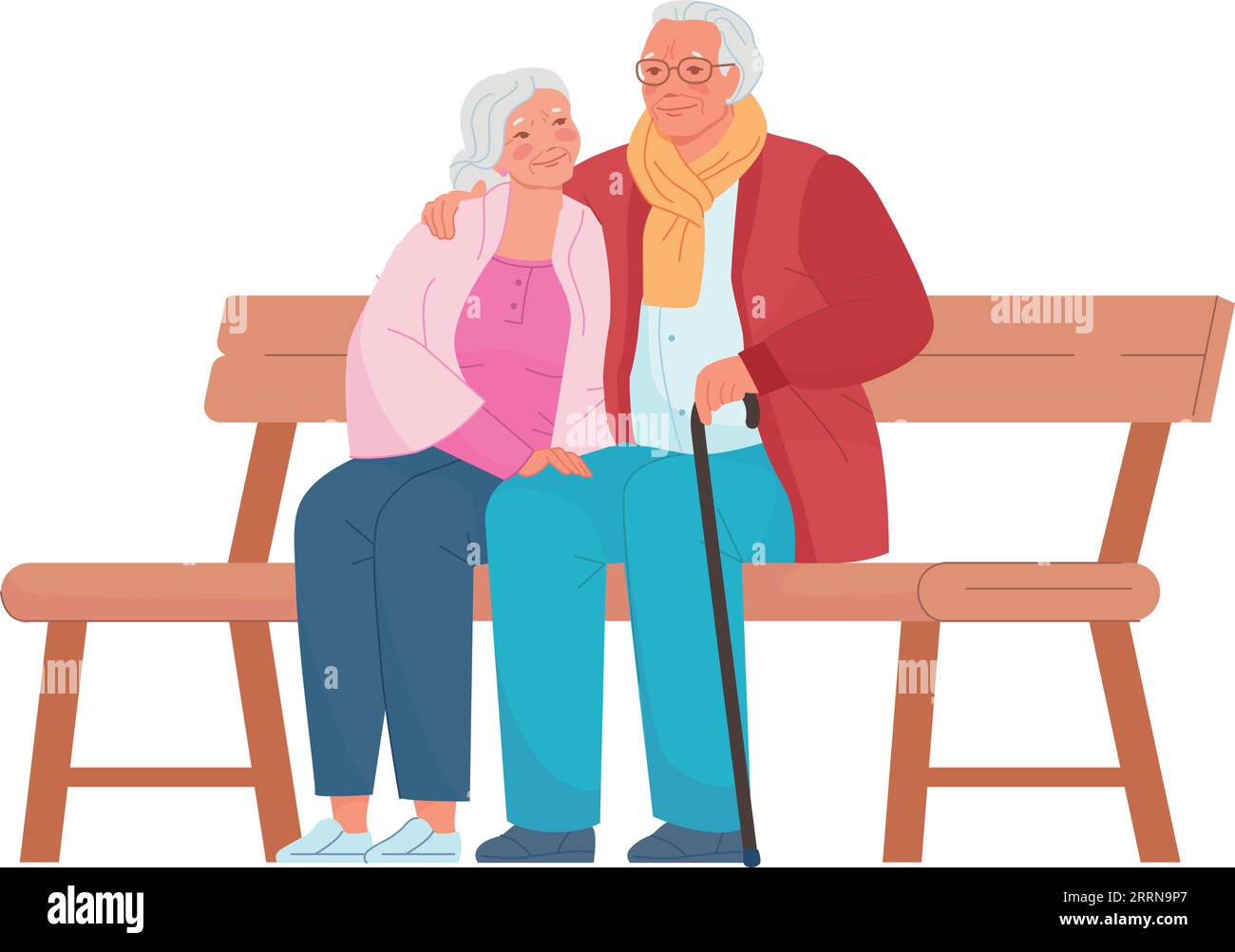 älteres paar sitzt auf parkbank Stock-Vektorgrafiken kaufen - Alamy