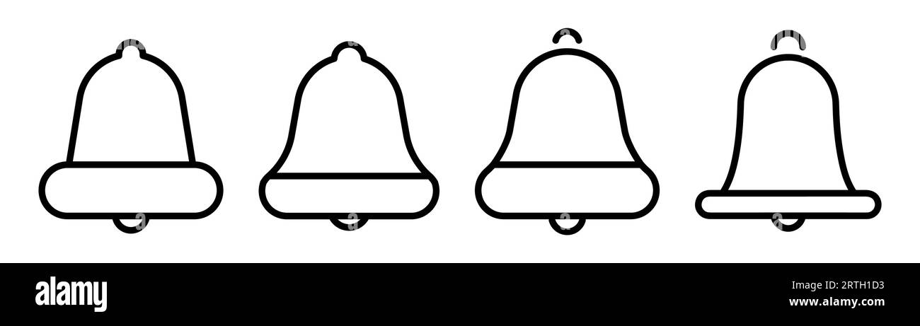 Benachrichtigungsglocke. Umrisssymbol. Alarmglocke in Reihe. Handbell ...