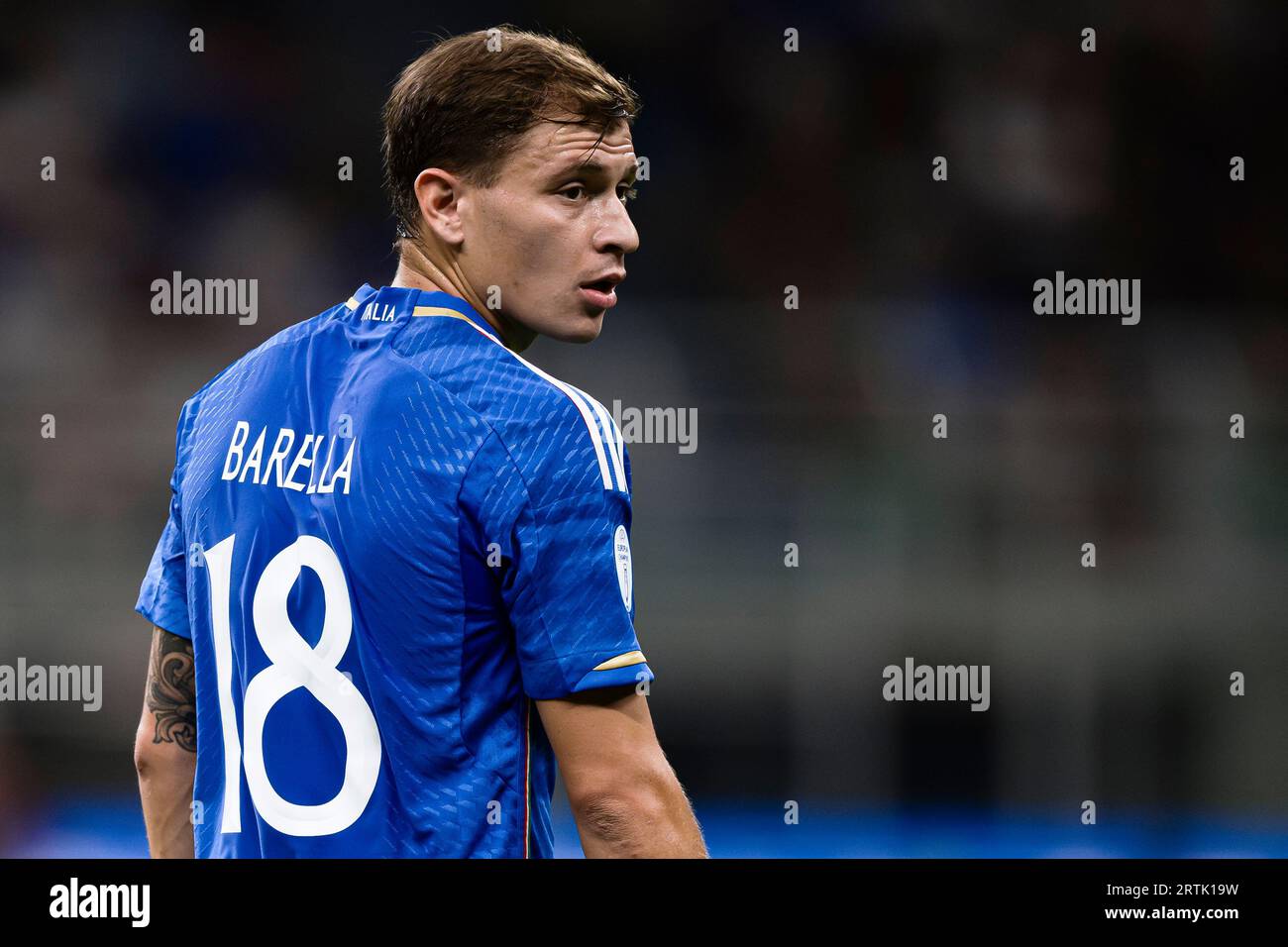 Nicolò Barella aus Italien schaut beim Fußball-Qualifikationsspiel der ...