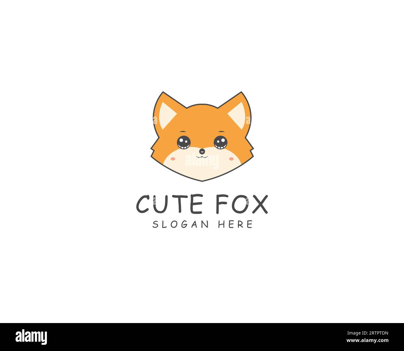 Vektorvorlage mit süßem Fuchsgesicht-Logo. Süßes Fuchsgesicht-Logo ...