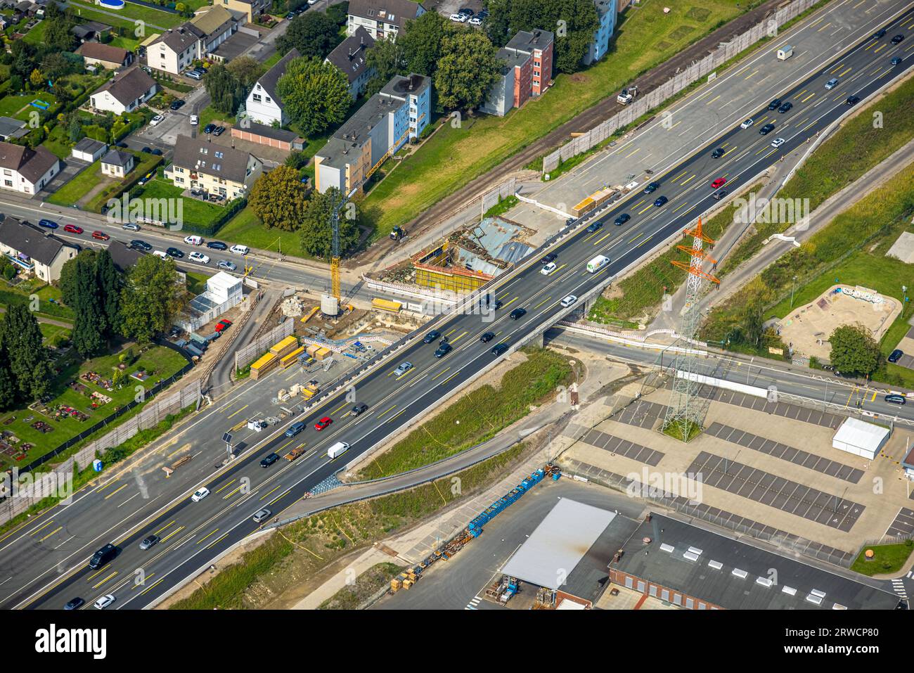 Luftaufnahme, Baustelle für den Ausbau der Autobahn A1 und ...