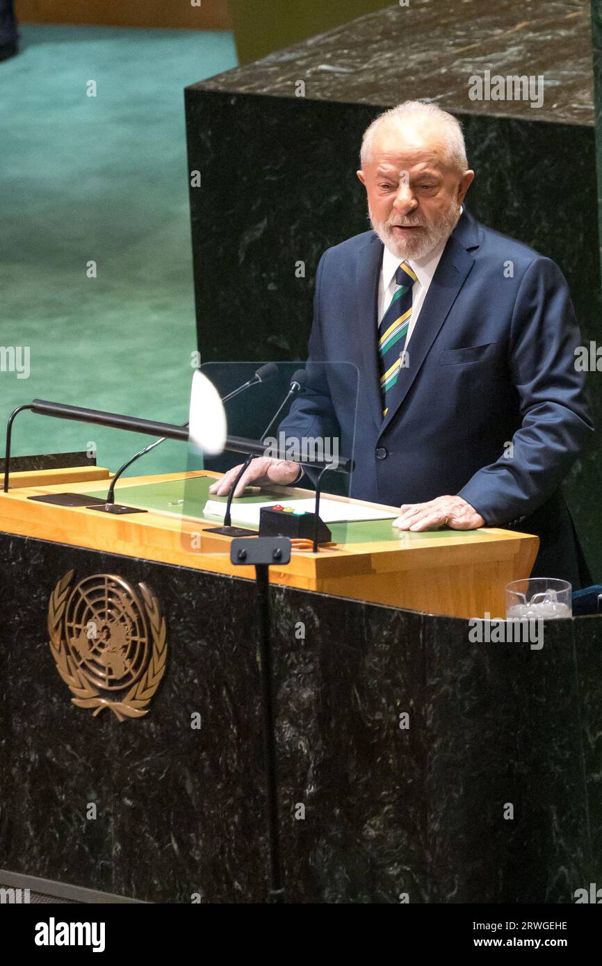 Der brasilianische Präsident Luiz Inácio Lula da Silva spricht bei der ...