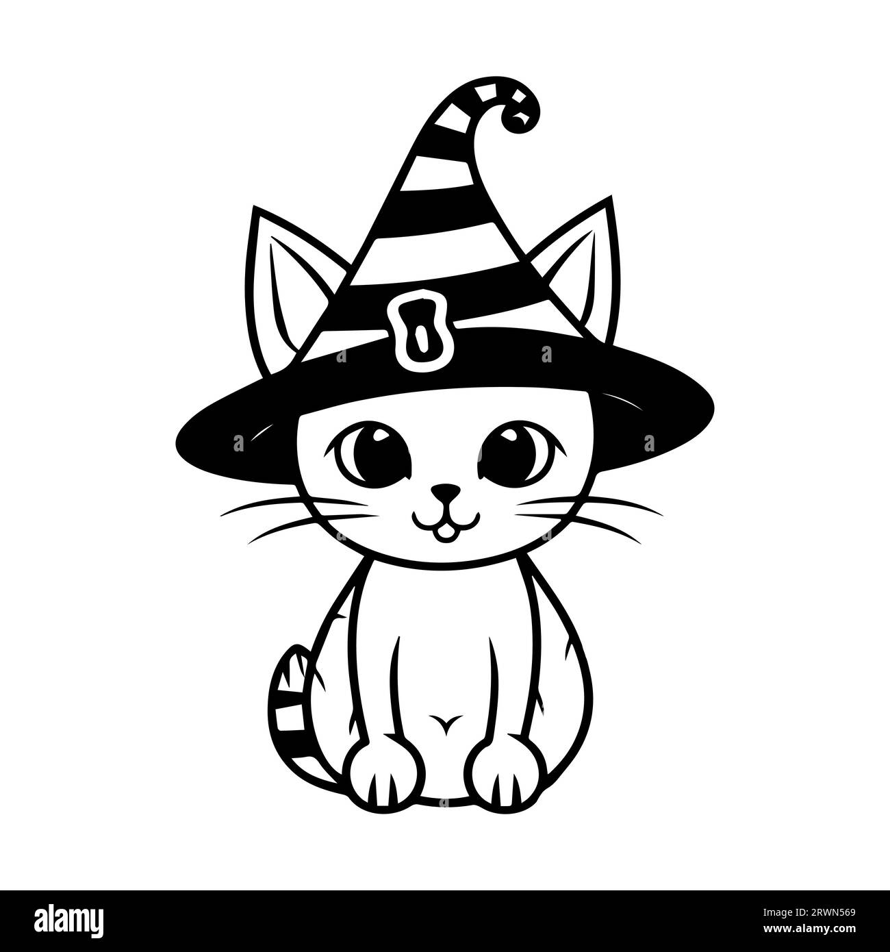 Pagine da colorare di halloween gatto facile Schwarzweiß-Stockfotos und ...