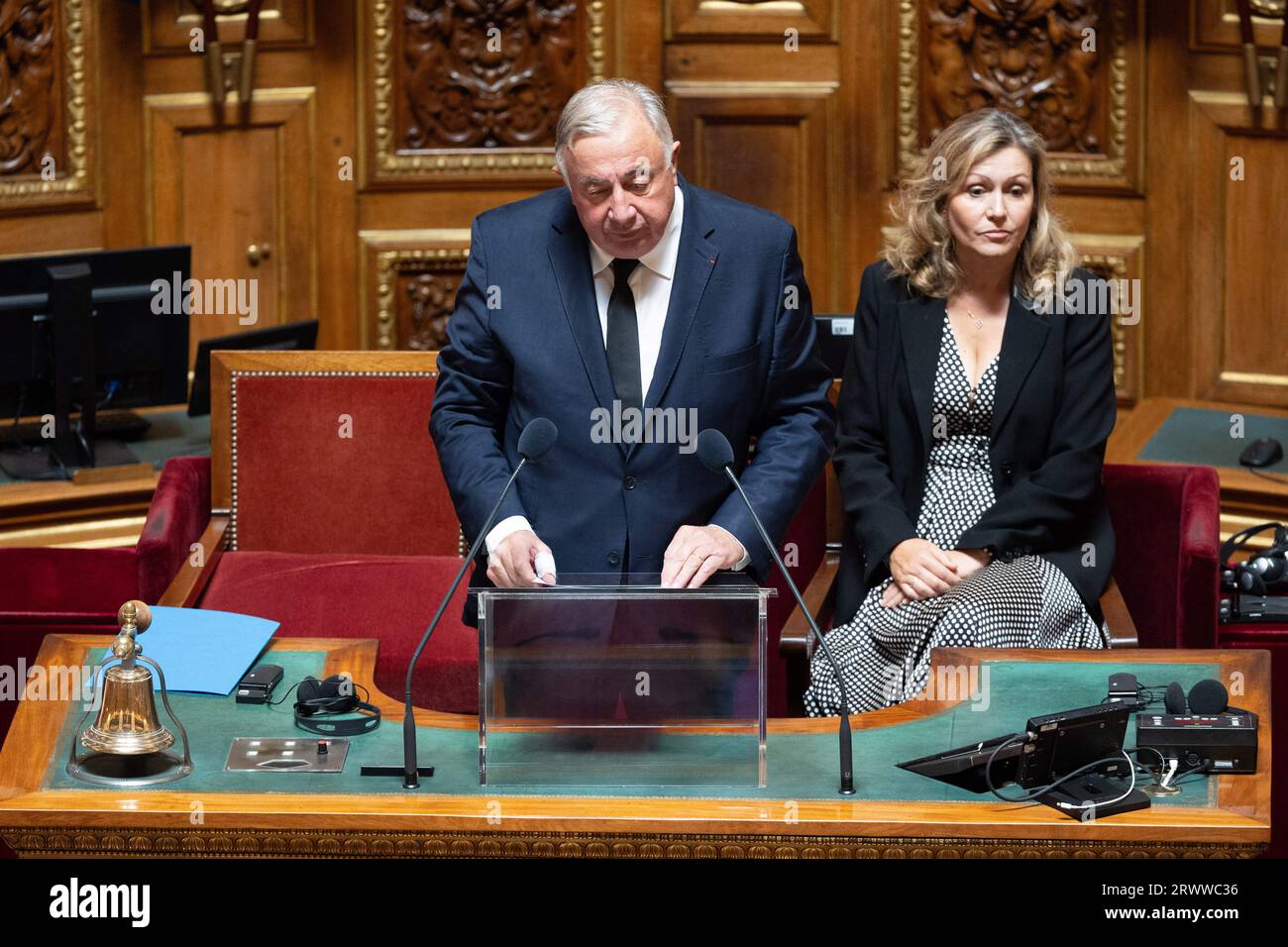 Der französische Senatspräsident Gerard Larcher und der Präsident der ...
