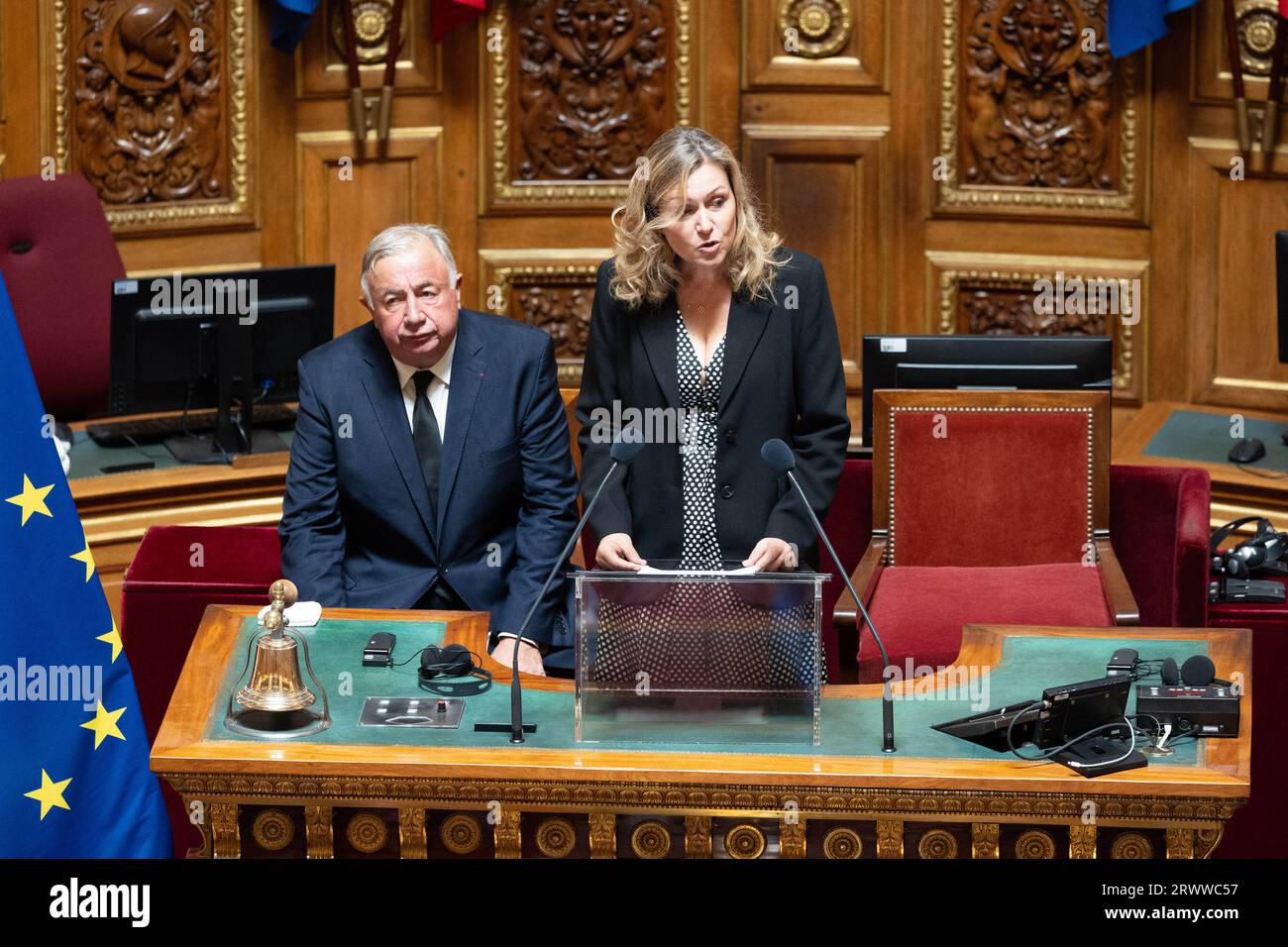 Der französische Senatspräsident Gerard Larcher und der Präsident der ...