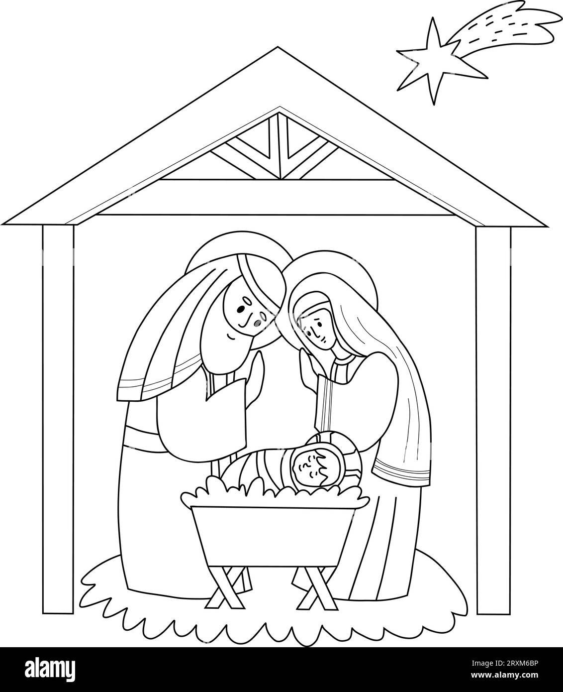 Heilige Familie Weihnachten. Die süße Jungfrau Maria, der heilige ...