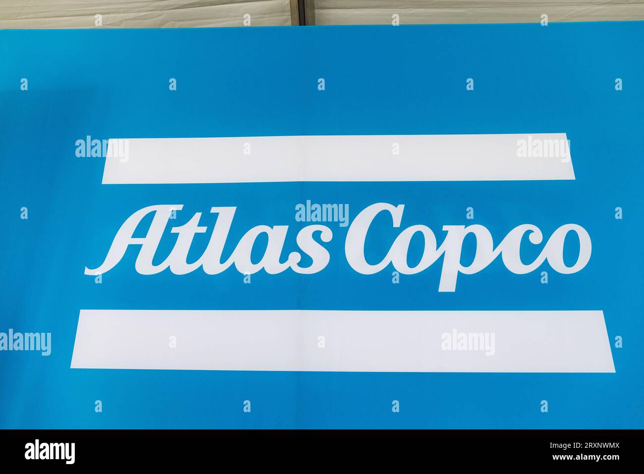 Atlas Copco Logo beim Porsche Carrera Cup am Samstag im Grande Finale ...