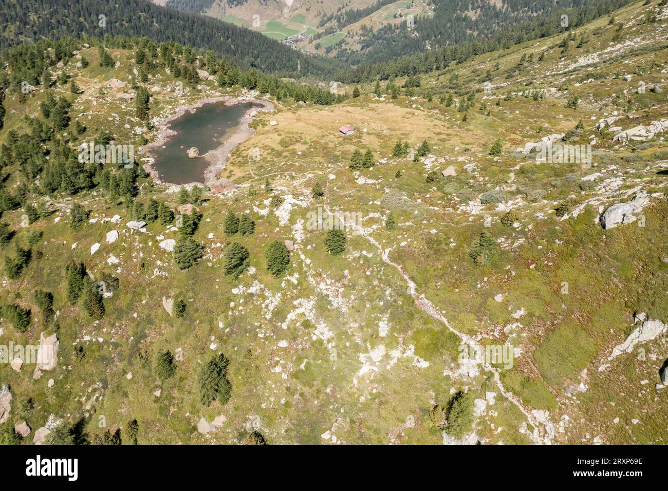 Blick aus der Vogelperspektive auf den Maesser See, Maessersee, Binntal ...