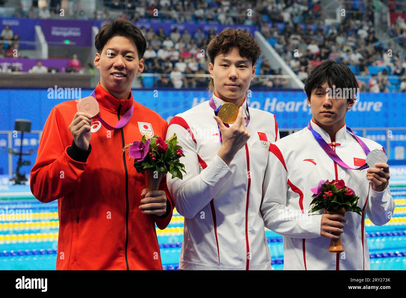 Medalists, from left to right, Japan's Ippei Watanabe, bronze, China's ...