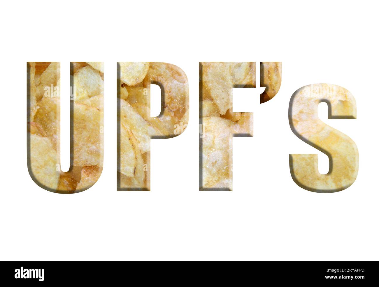 Digital Composite. UPFs mit einer Überlagerung von Kartoffelchips/Chips ...