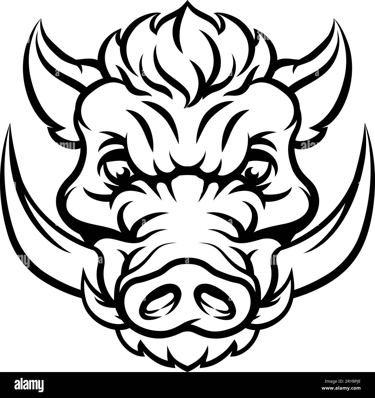 Wildschwein Razorback Warthog Mascot Pig Cartoon Stock-Vektorgrafik - Alamy