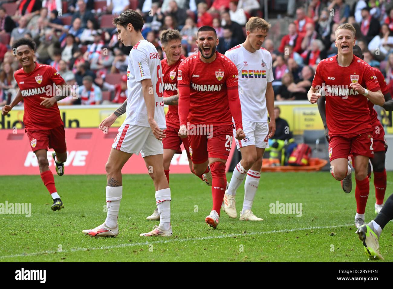 Köln, Deutschland. September 2023 30. Deniz Undav (C) vom VfB Stuttgart ...