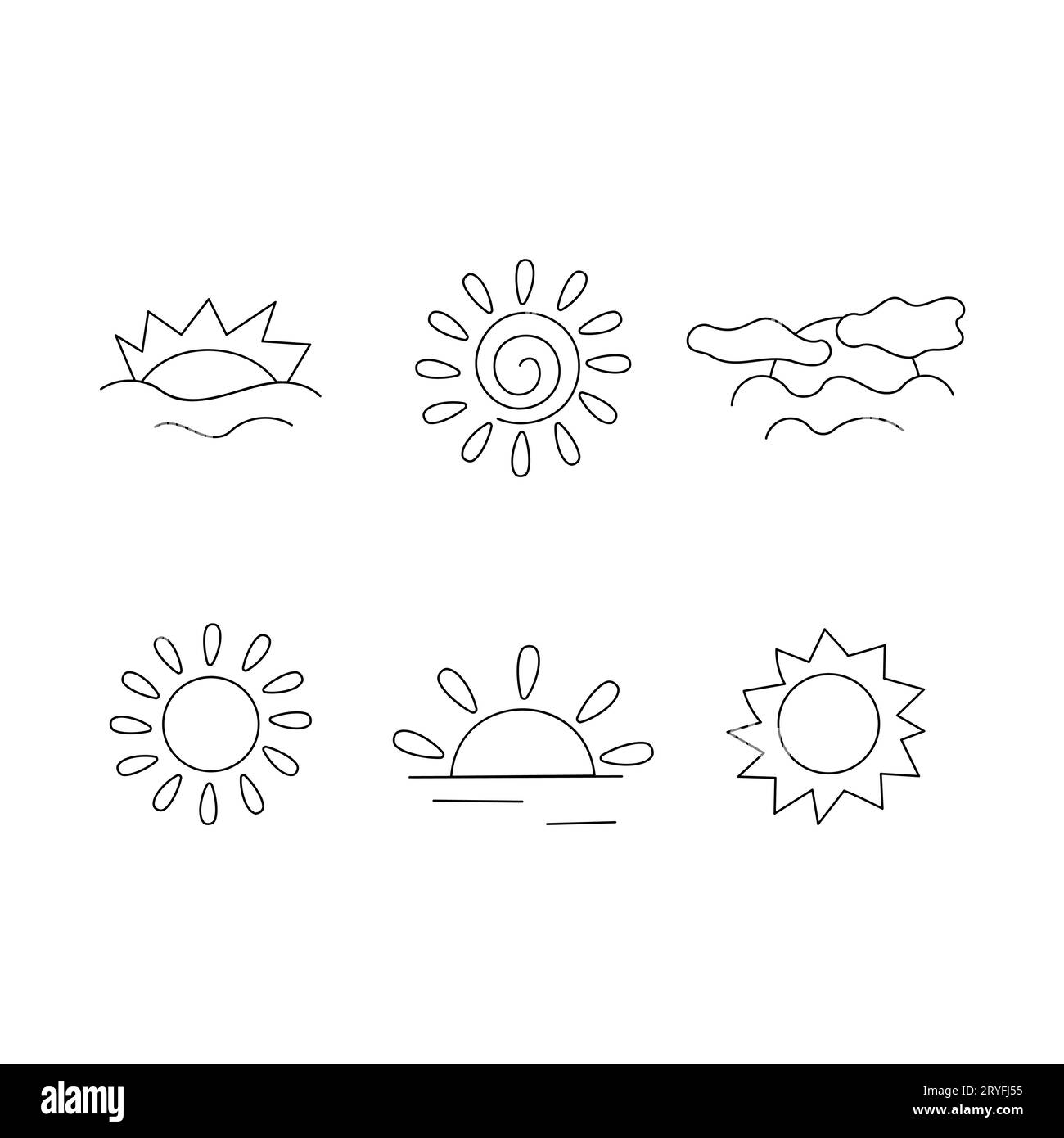 Sun with horizon drawing Schwarzweiß-Stockfotos und -bilder - Alamy