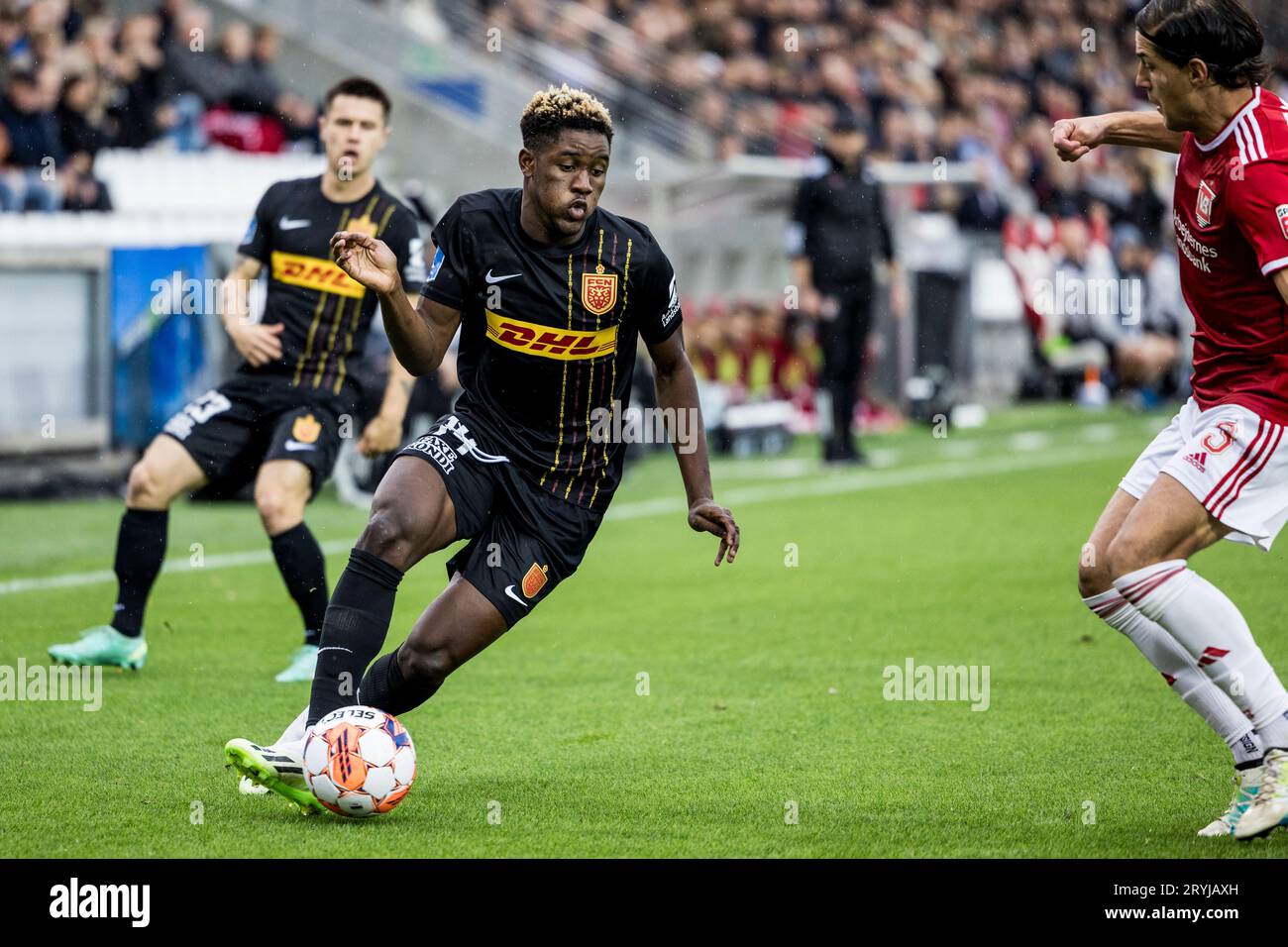 Vejle, Dänemark. Oktober 2023. Ibrahim Osman (14) vom FC Nordsjaelland ...