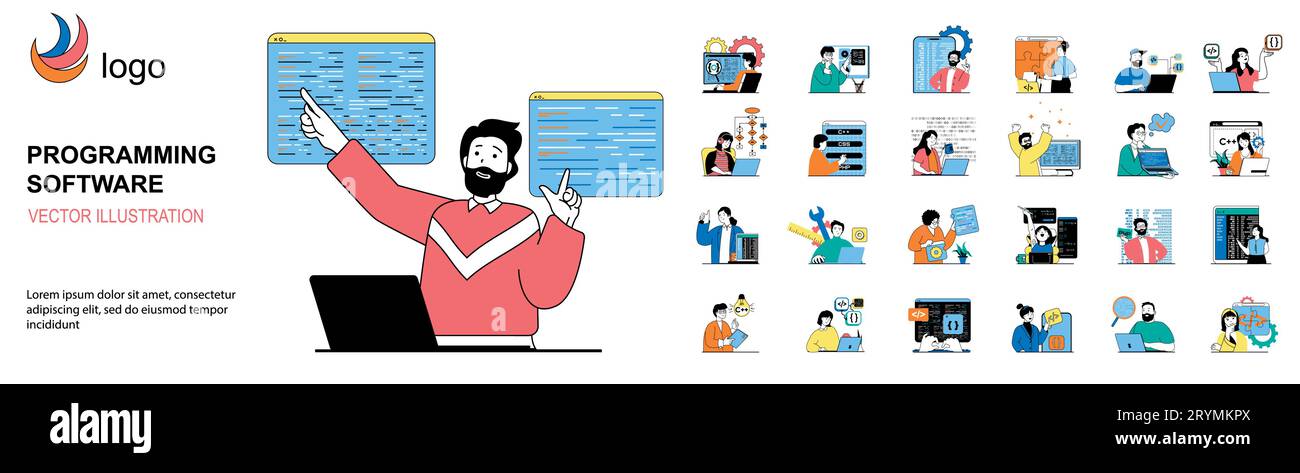 Programmiersoftware-Konzept mit Charaktersituationen Megaset ...