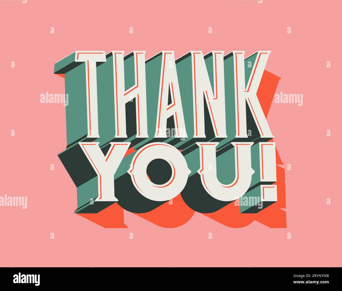 Vielen Dank, Retro-Karte oder Poster-Design-Vorlage mit 3D-Schriftzug ...