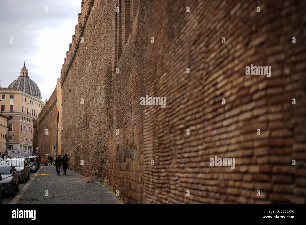 A view of the old Vatican walls where a secret narrow 800-meter ...