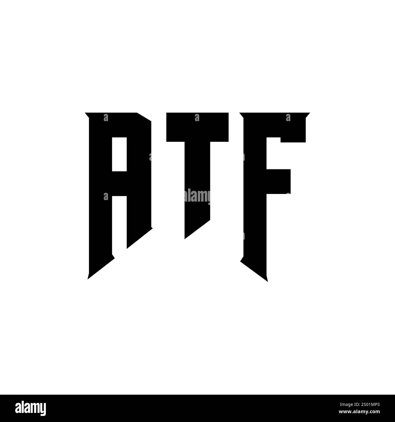 ATF-Letter-Logo für Technologieunternehmen. Schwarz-weiße ...