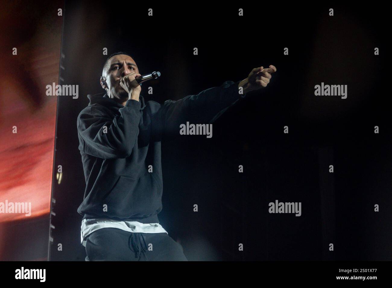 The singer and rapper, Morad, during his concert at the WiZink Center ...