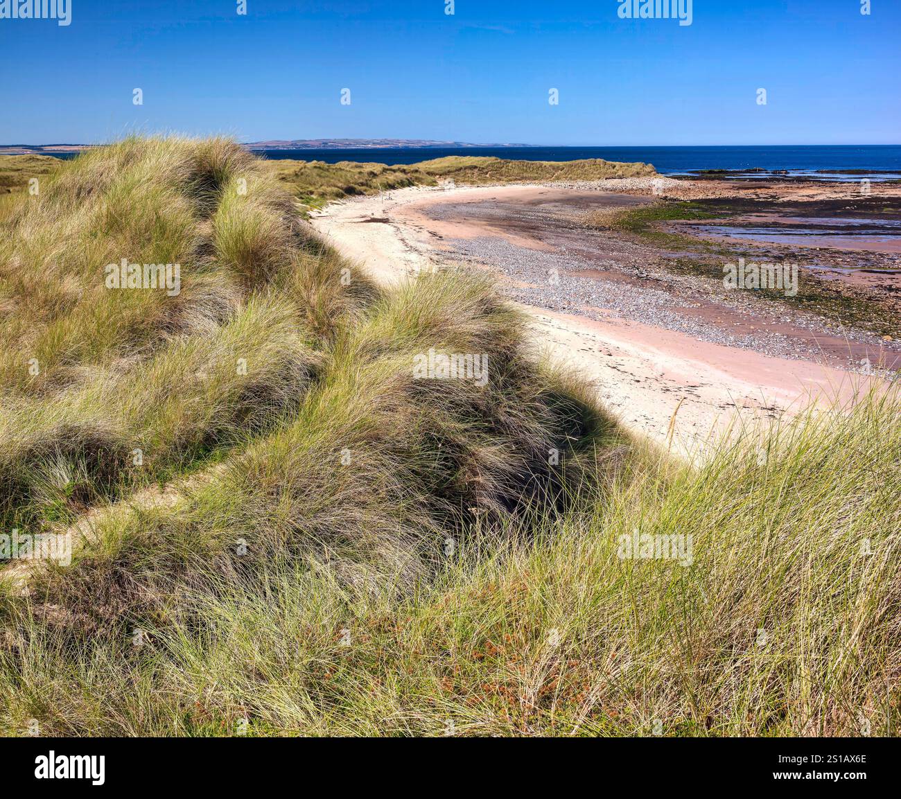 Blick im Sommer auf Coves Haven auf der Heiligen Insel Lindisfarne in ...